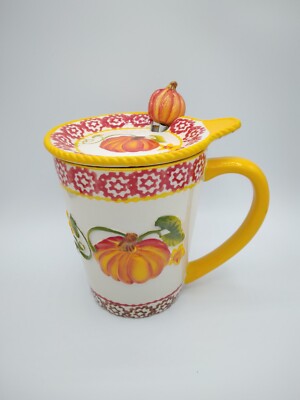 Temptations by Tara Pumpkin Patch 16 Oz Mug, Spoon, And Lid | eBay