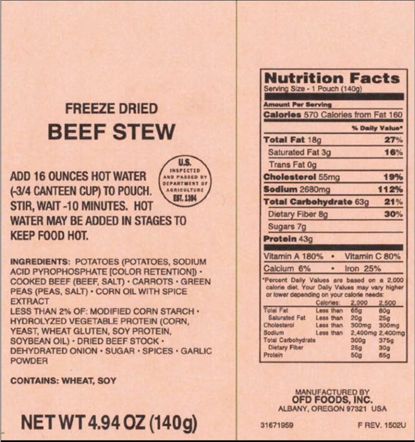 Mountain House MCW Beef Stew LRP Long Range Patrol Freeze Dried | eBay