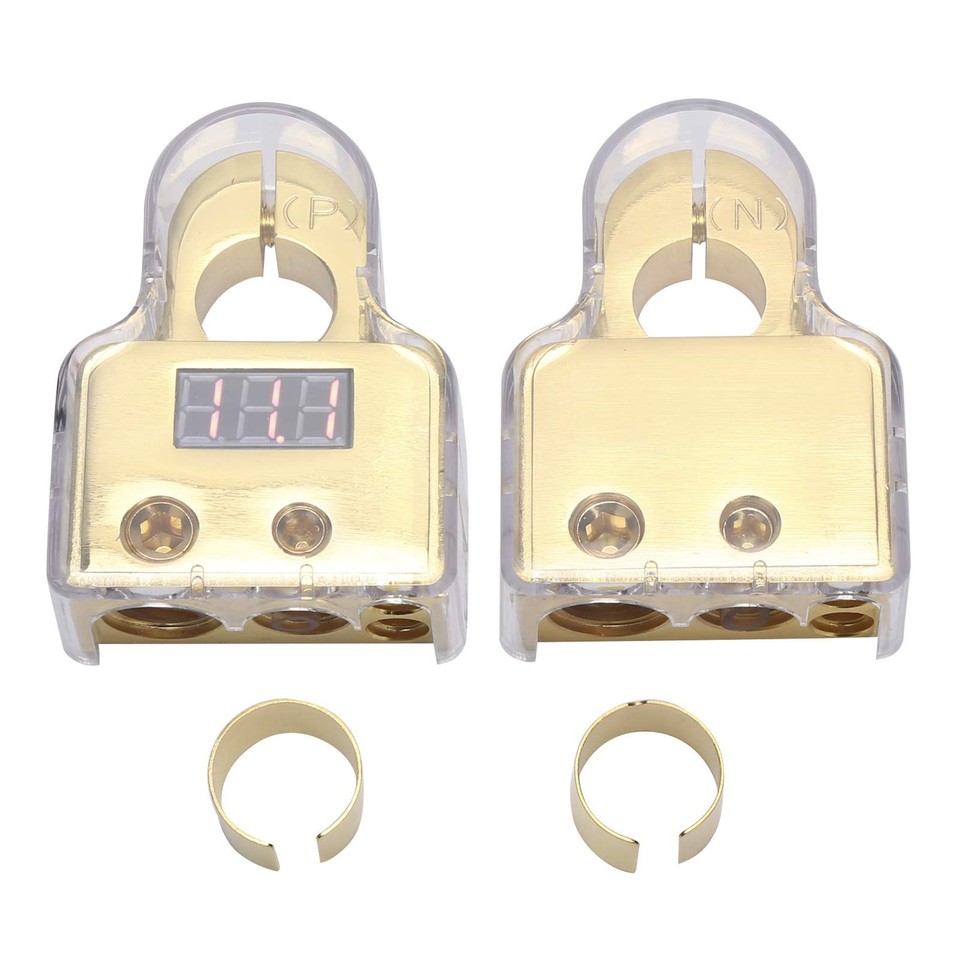 Car Battery Terminal Connectors Kit Digital Voltmeter 0/4/8/10 AWG ...