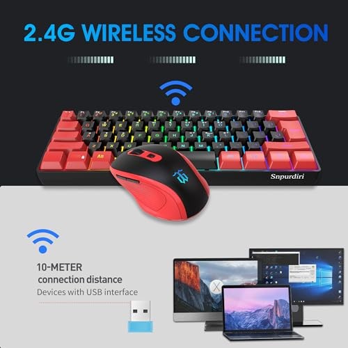 Snpurdiri 2.4G Wireless Gaming Keyboard and Mouse Combo, Include Mini ...