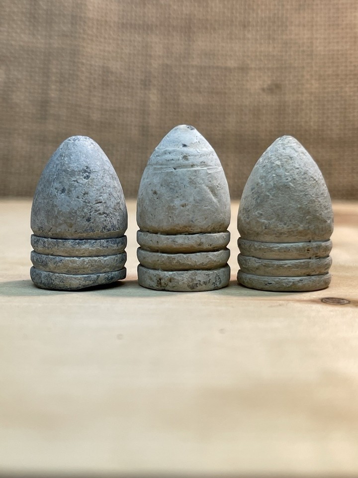 Three Dug Civil War Large Dropped 69 Caliber Bullets One Plug Base | eBay