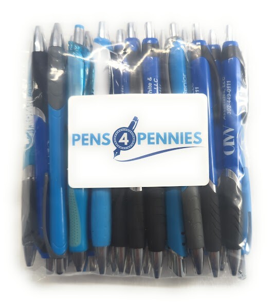 Bulk Misprint Pen Lots BLUE ROYAL NAVY SKY Ballpoint Click Pens 10/30 ...