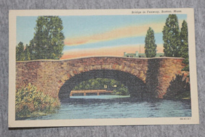 Vintage Postcard: Linen Card - Bridge in Fenway - Back Bay Fens ...
