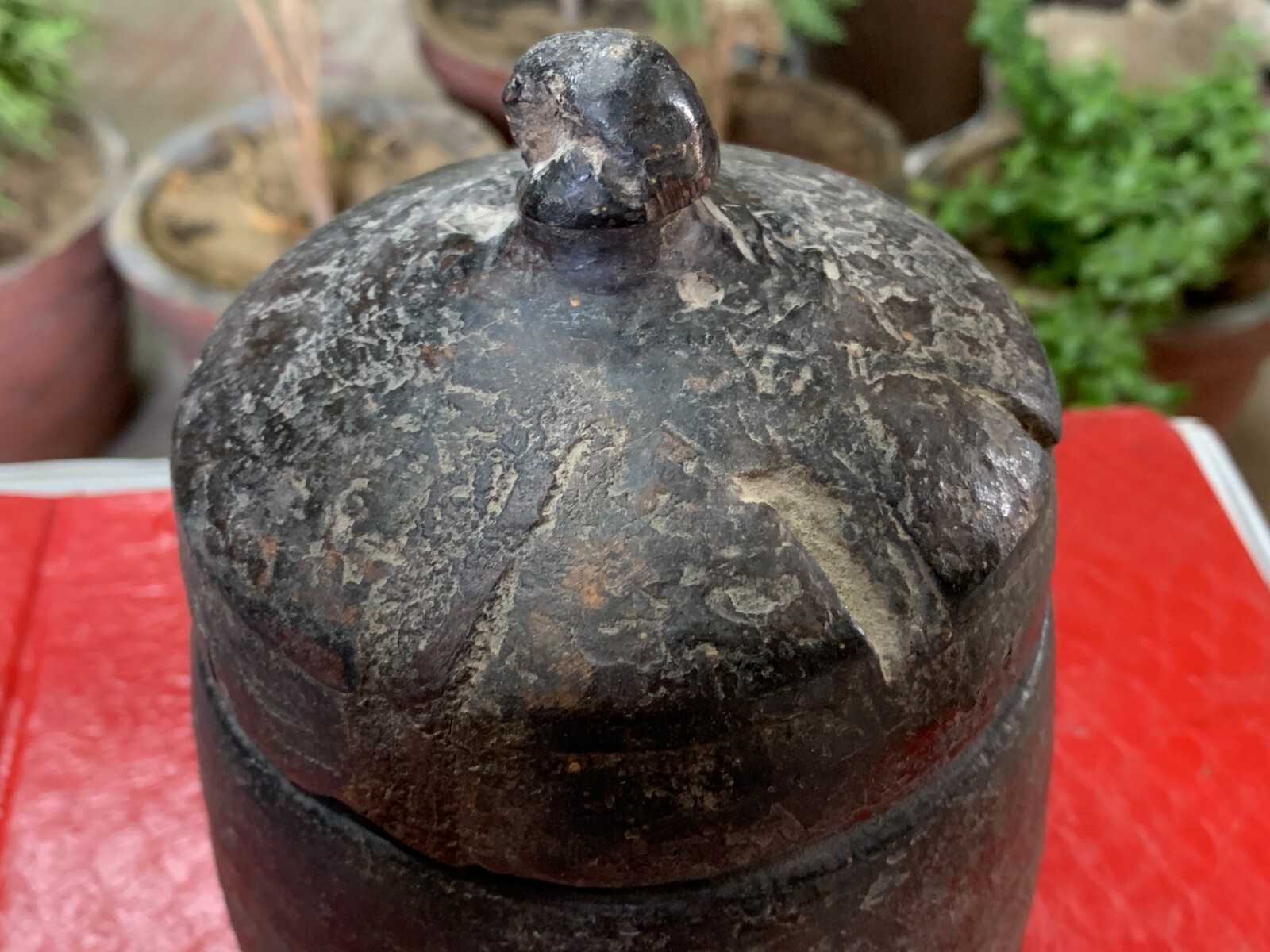 Antique Old Handcrafted Wooden Indian Kitchen Spice Storage Container ...