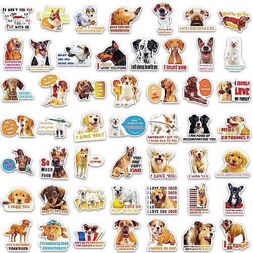 100Pcs for Water Bottles Vinyl Waterproof Funny Dog Stickers Cute Dog ...