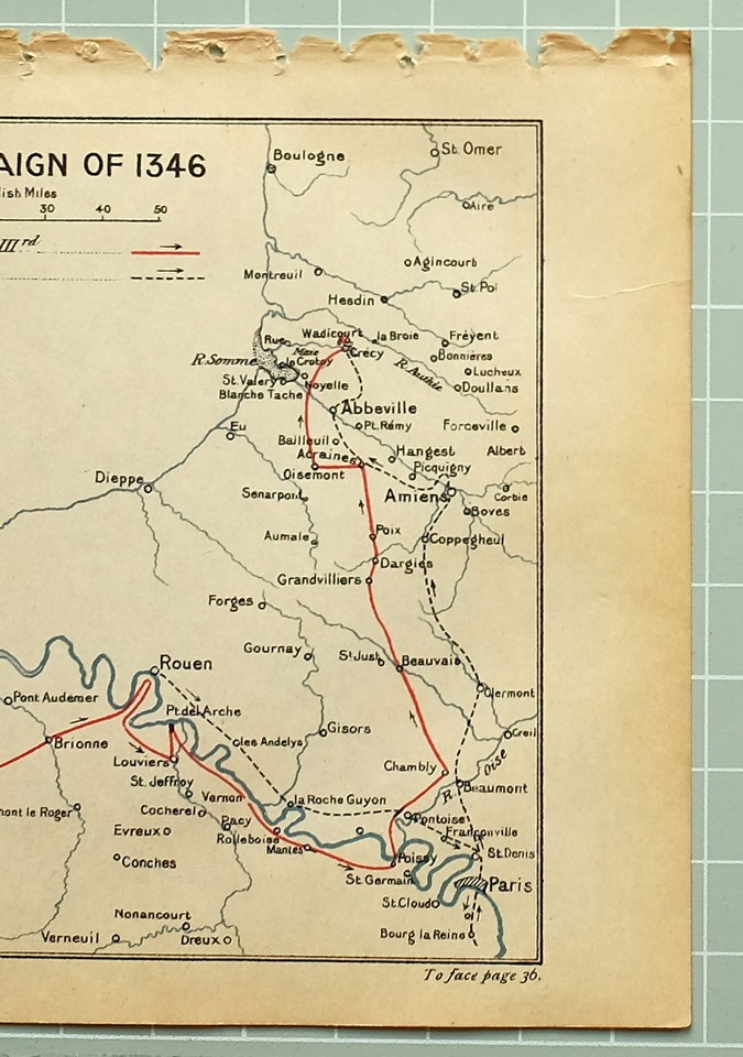 Landkarte/Kampf Plan Campaign Von 1346 Crecy ! 26th Black Prince ...