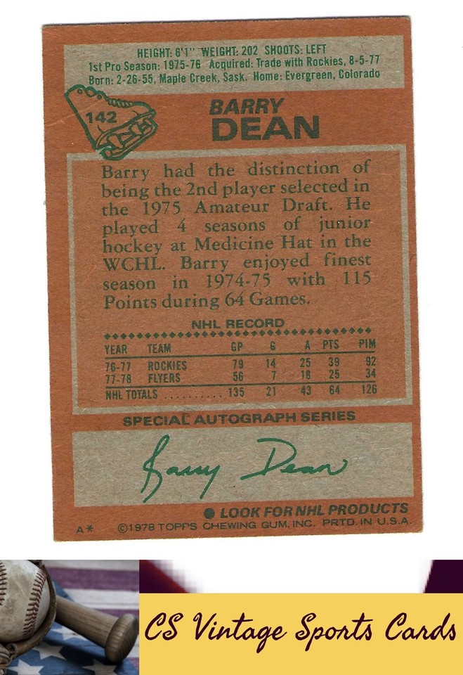 1978-79 Topps #142 Barry Dean CREASE | eBay