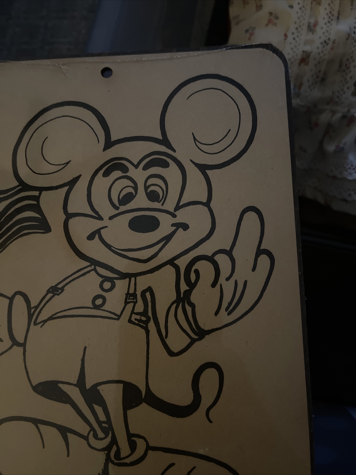 MICKEY MOUSE Giving The Finger says HEY IRAN! 1980's Bird 70’s Wooden ...