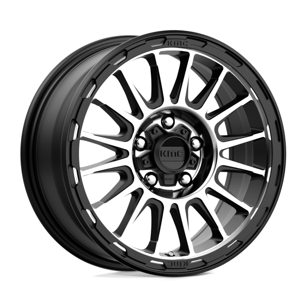 1 New 17x8 KMC KM542 Impact Satin Black Machined 5X108 ET38 wheel/rim ...