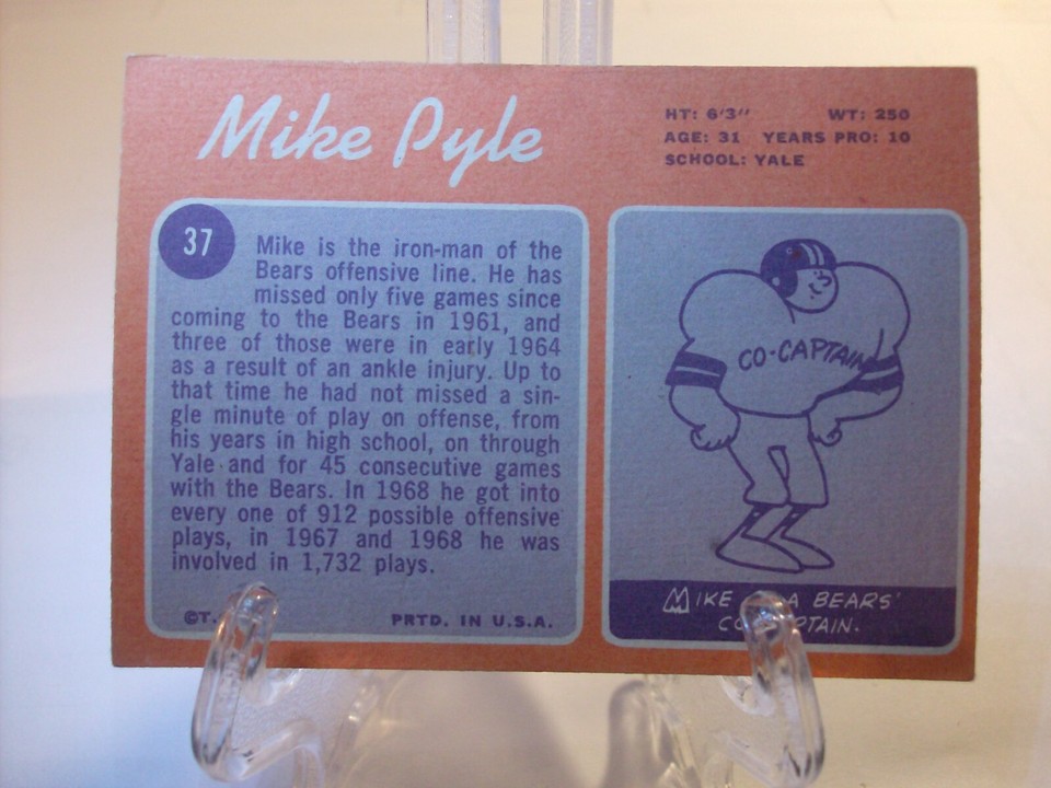 1970 Topps Football #37 - Mike Pyle - Chicago Bears 70-145 | eBay