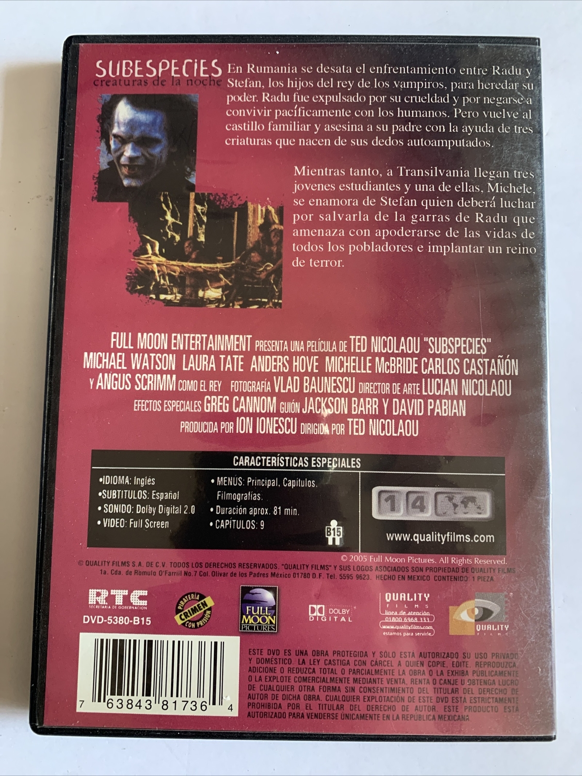 Subspecies 1, DVD, Rare Laura Tate Directed By Ted Nicolaou | eBay