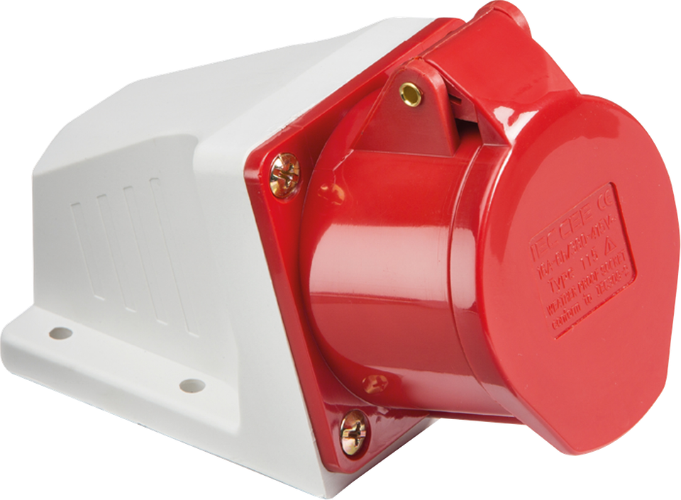 415V 16A 5 PIN RED INDUSTRIAL PLUGS & SOCKETS 3 PHASE 3P+N+E IP44 MALE ...