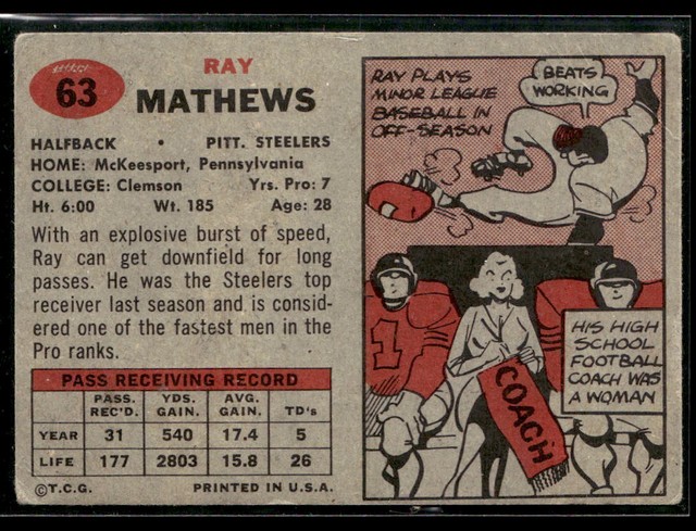 1957 Topps - #63 Ray Mathews for sale online | eBay
