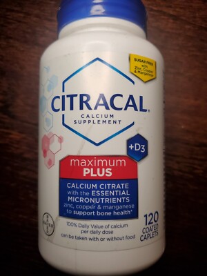 Citracal Maximum Plus Calcium Citrate With Vitamin D3, Caplets, 120ct ...