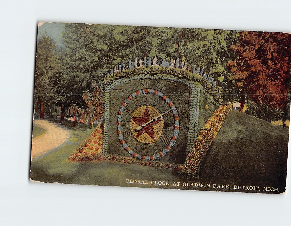 Postcard Floral Clock Gladwin Park Detroit Michigan USA | eBay