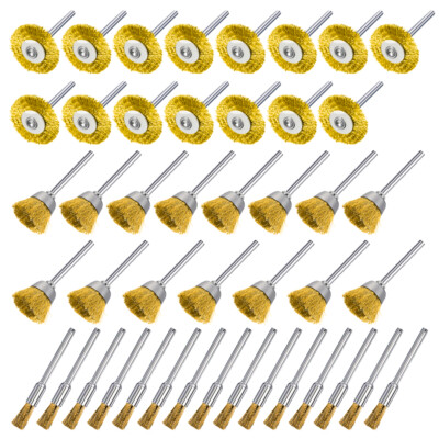 45x Brass Wire Wheel Brush Set Mixed Brush Drill for Dremel Rotary Tool ...
