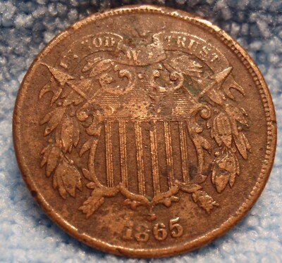 1865 - 2 Cent Piece With "WE" - Civil War Copper - High Grade US Type ...