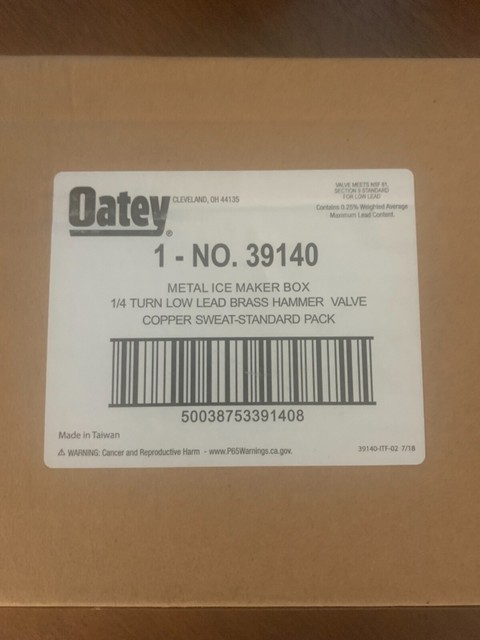 OPEN BOX Oatey 39140 Metal 1/4 Turn Copper Low Lead Ice Maker Outlet ...