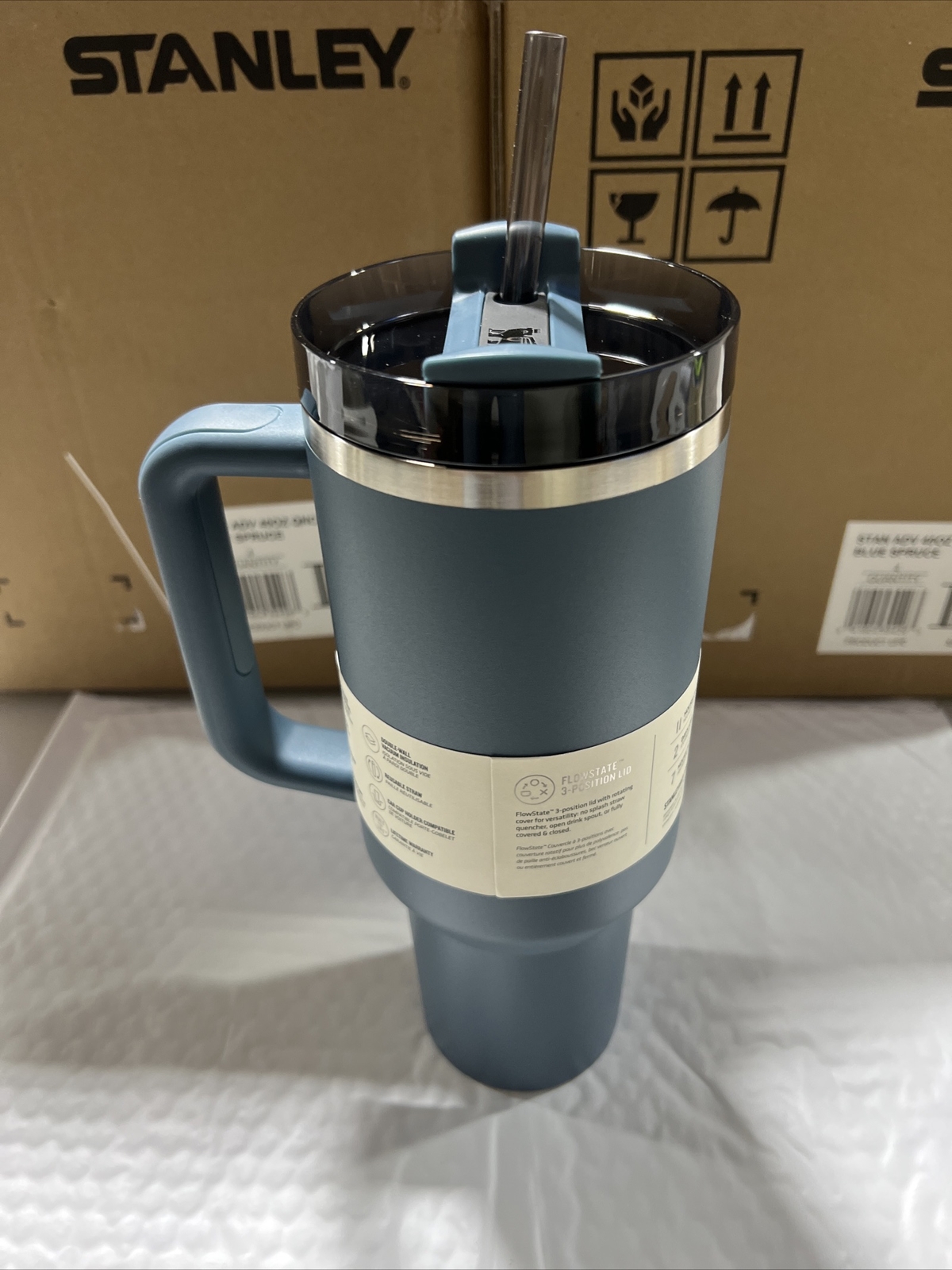 Stanley Cup BLUE SPRUCE 40oz Quencher H2.0 FlowState Tumbler Cup ...