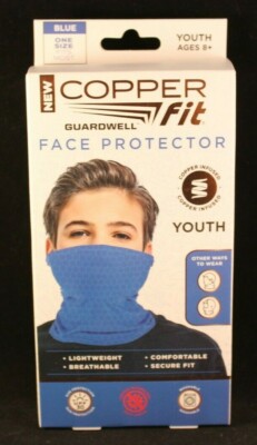 Copper Fit - Face Protector - Youth Mask - Blue - Moisture Wicking ...