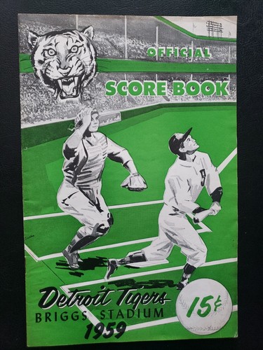 Vtg 1959 Detroit Tigers Scorebook Scorecard New York Yankees Mickey ...
