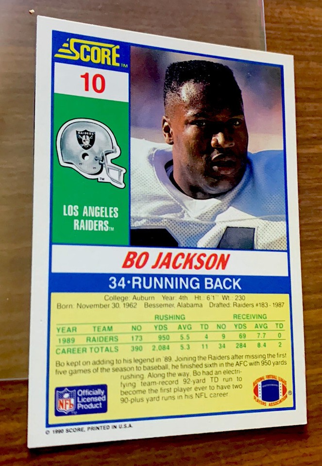 Bo Jackson 1990 Score Football Card # 10 Los Angeles Raiders | eBay