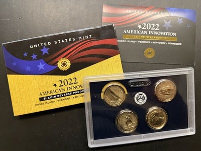 2022-S American Innovation $1 Reverse Proof Set (22GC) 4 Coins COA-RI ...
