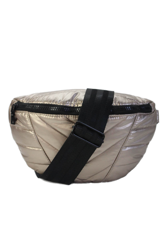 Think Royln Women's Zip Quilted Adjustable Strap Belt Bag Metallic Gold ...