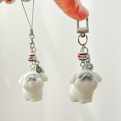 Cartoon Flocking Three-dimensional Puppy Keychain Bag Pendant ...