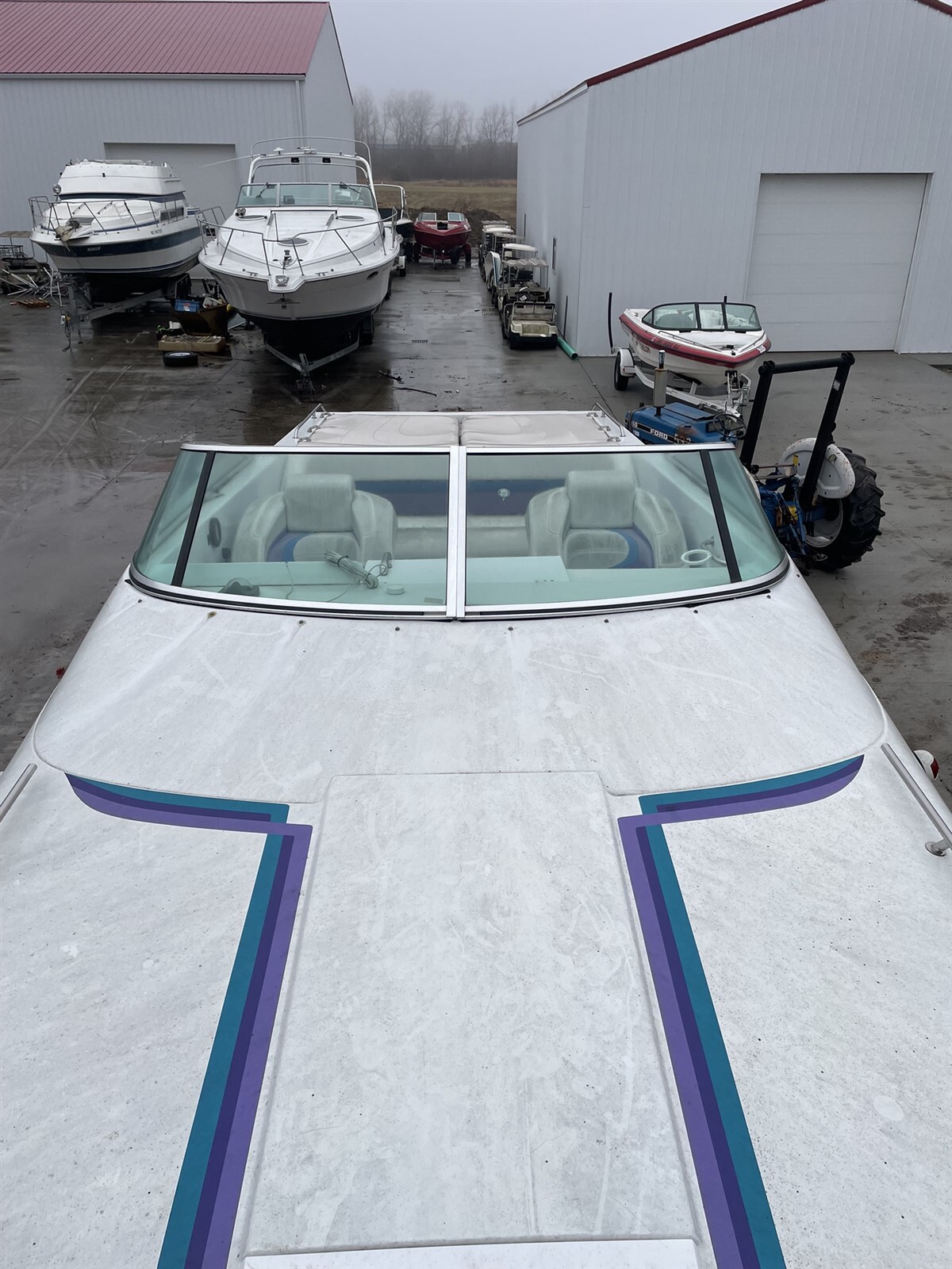 95 Baja 420 Boat curved glass windshield wind shield right left center ...