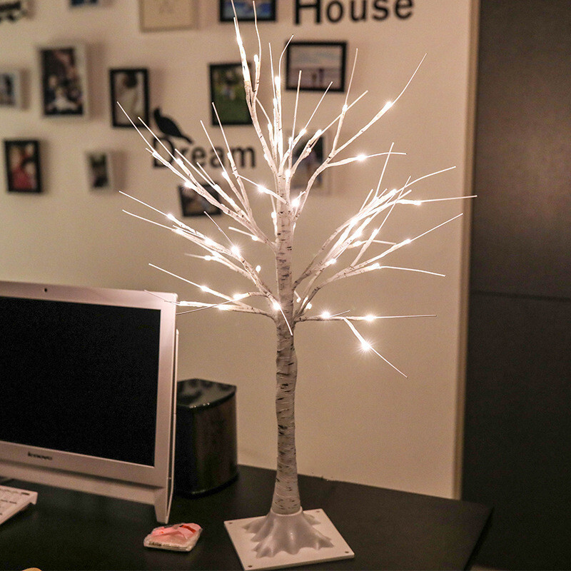 90CM LED Twig Birch Table Tree Lights Up Holiday Xmas Party Branch Lamp ...