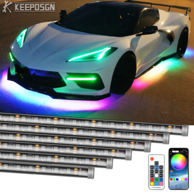 6x RGB LED Million color Neon Underglow Light Strips For Chevy Corvette ...