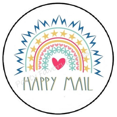 HAPPY MAIL RAINBOW ENVELOPE SEALS LABELS STICKERS PARTY FAVORS | eBay