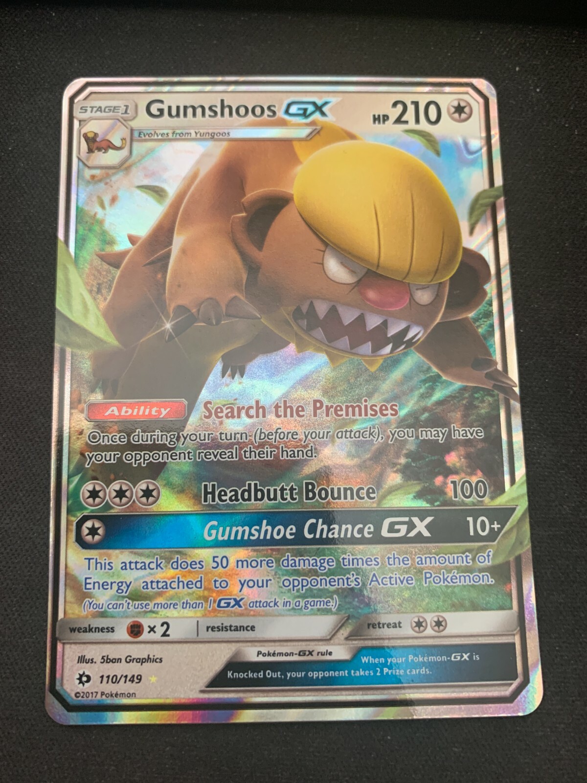 Pokemon Gumshoos GX 110/149 Holo Ultra Rare Sun Moon Base Set Near Mint ...