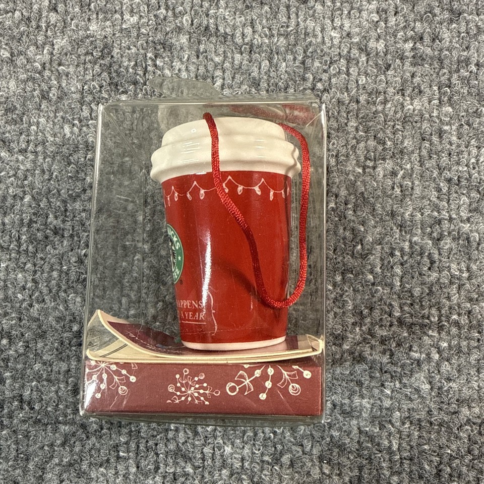 Starbucks 2005 Ornament Red To Go Cup mini mug It Only Happens Once a ...