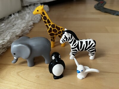Playmobil 123 5 Tiere für den Zoo Elefant Giraffe Zebra Pinguin Vogel ...