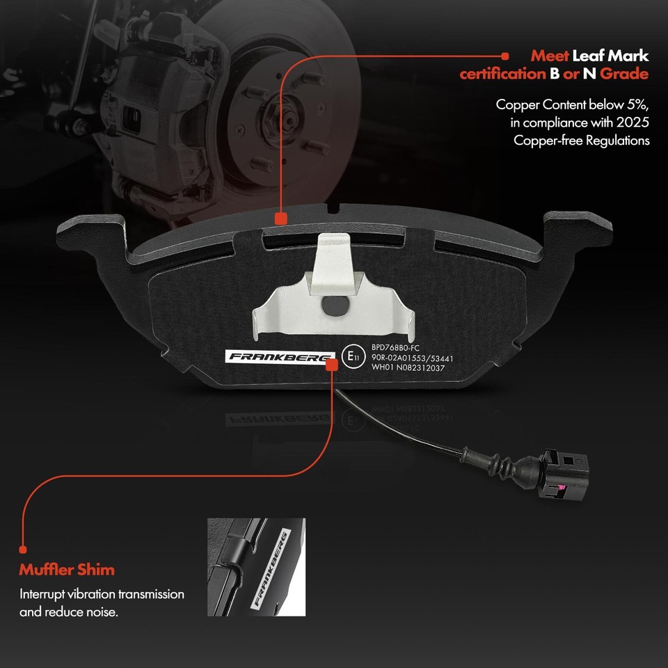 Brake Pads Set Front for VW Golf IV V VI Golf Plus V Polo 9A 9N ...