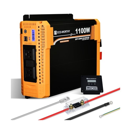 ECO-WORTHY 1100Watt Pure Sine Wave Solar Power Inverter 12V DC to 120V ...