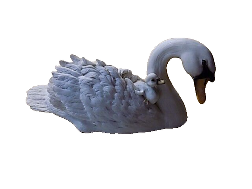 Vintage Heavy Swan with Baby Classic Critters Large Figurine Statue ...