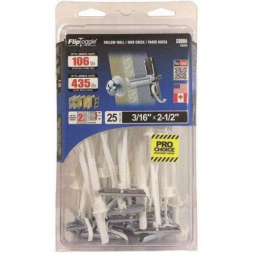 FlipToggle Flip Toggle Bolt, 3/16-24 in Thread, 2-1/2 in L - pack of 25 ...