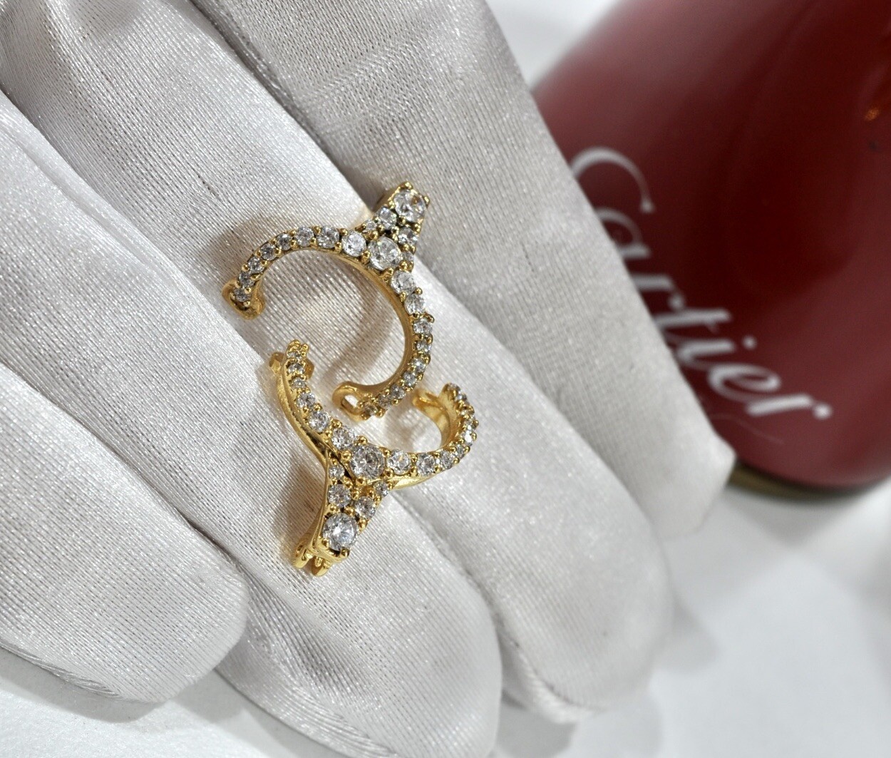 Cartier adjust big C hinges CT00920 gold custom diamonds glasses ...