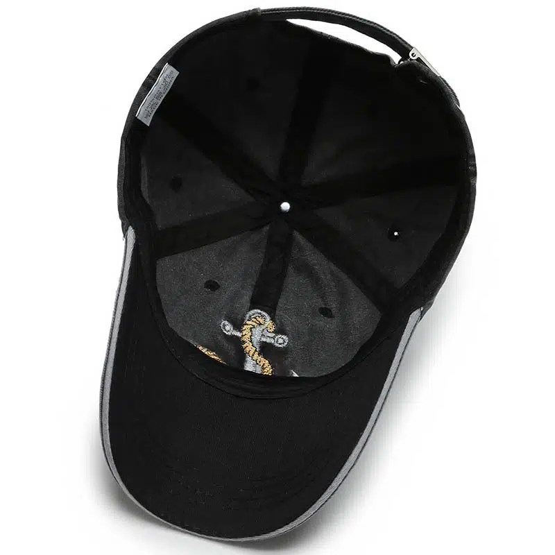 Captains Sailor Anchor Baseball Cap Distressed Washed Finish Black US ...