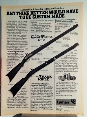 LYMAN BLACK POWDER RIFLES FIREARM ORIGINAL VTG 1980S ADVERTISEMENT | eBay