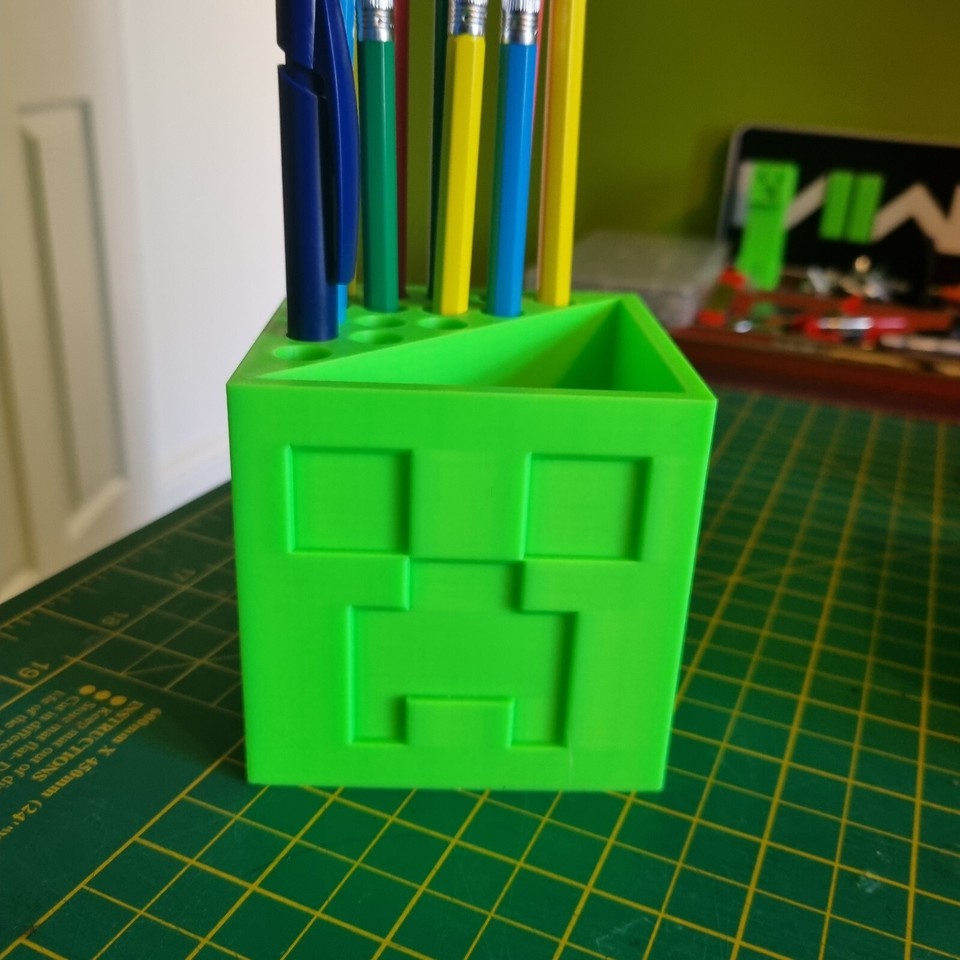 Minecraft creeper Pen Pencil Holder Gaming Desk Tidy | eBay UK