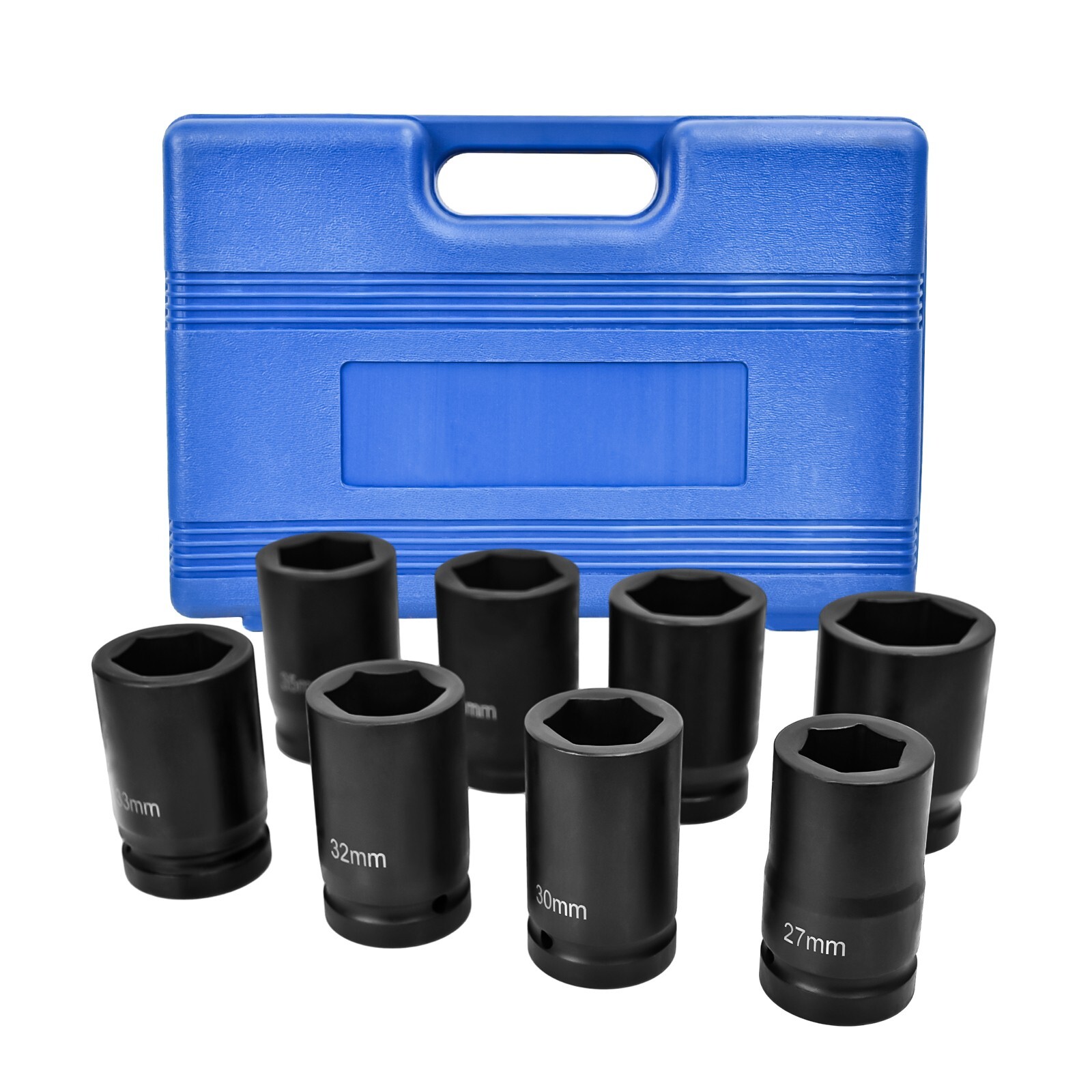 8 PC 1" ONE INCH DRIVE DR LARGE SIZE AIR BLACK IMPACT SOCKET WRENCH ...