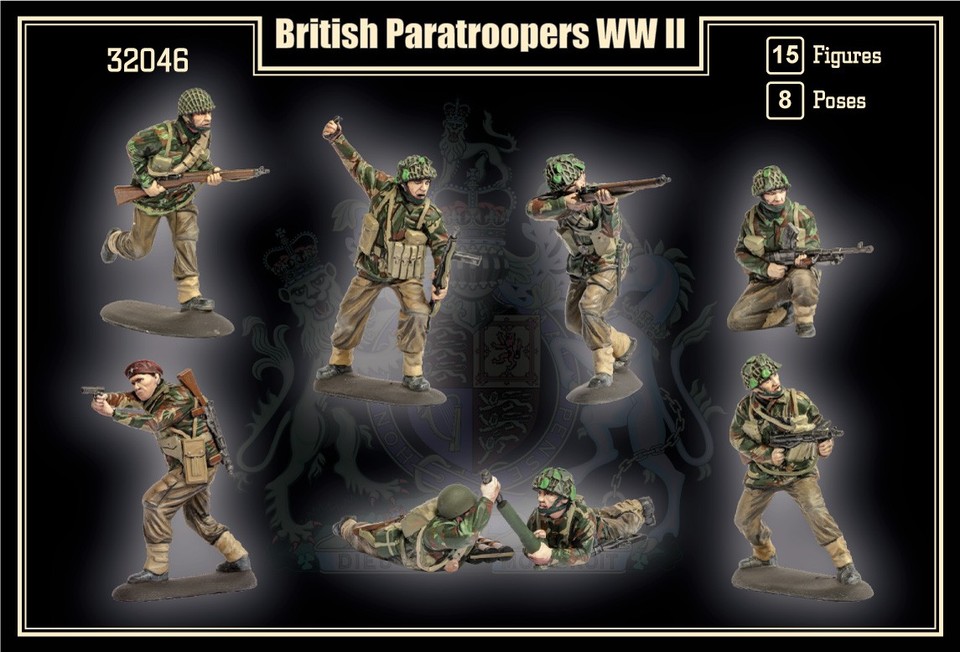 British Paratroopers WW2 15 figures in 8 poses 1/32 Mars Figures 32046 ...