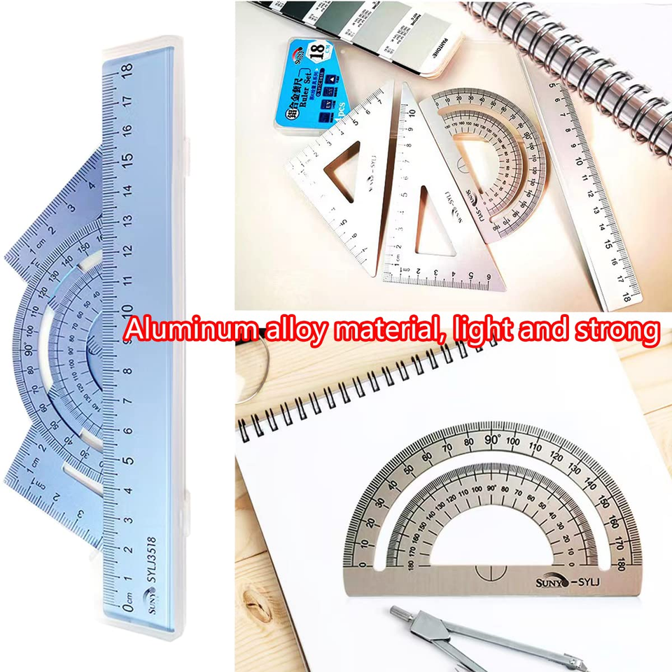 4 Pack Tools Steel Student Rulers Set Math Geometry Tool Ruler 2 ...
