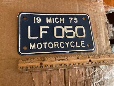 License Plate Tag Vintage 1973 Michigan Motorcycle LF 050 Low # | eBay