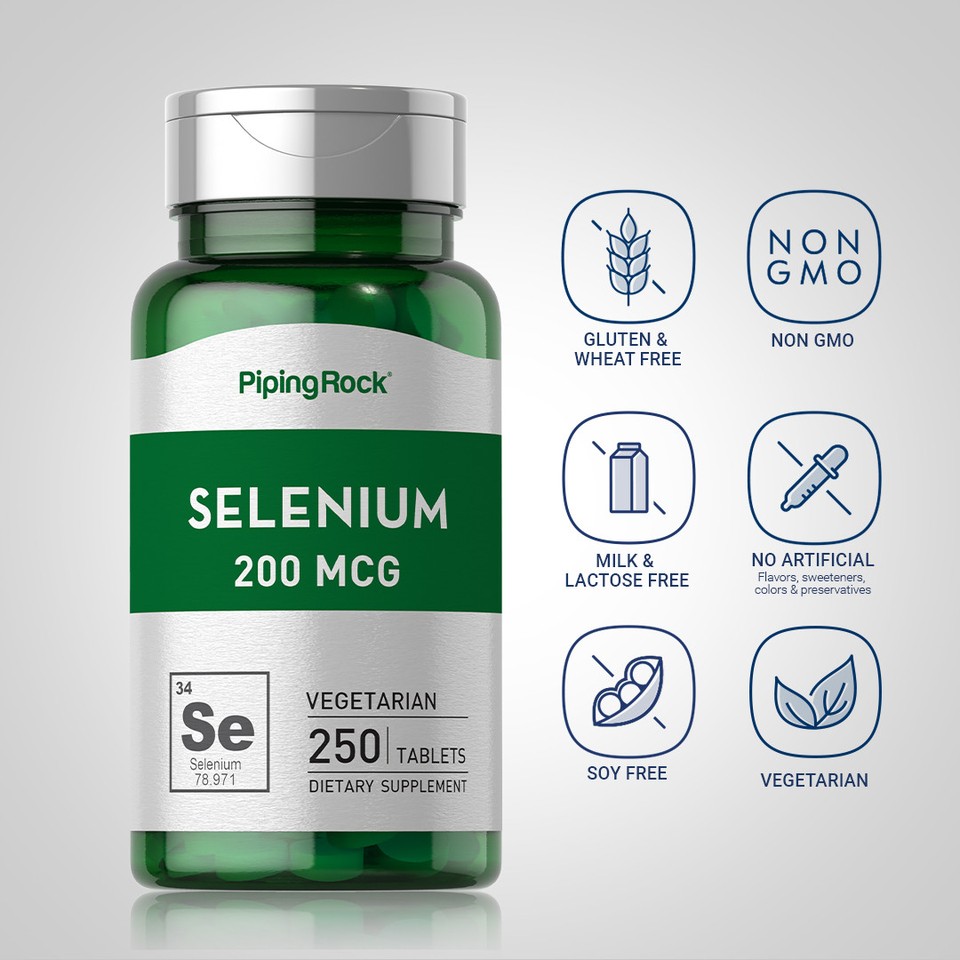 Selenium 200 mcg | 250 Tablets | Vegetarian Supplement | by Piping Rock ...