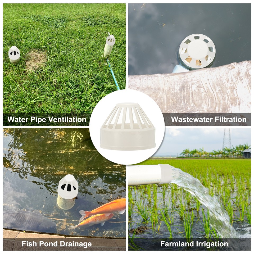 PVC Drain Pipe Vent Cap, 6 Inch Vent Pipe End Cap Cover Air Vent, White ...